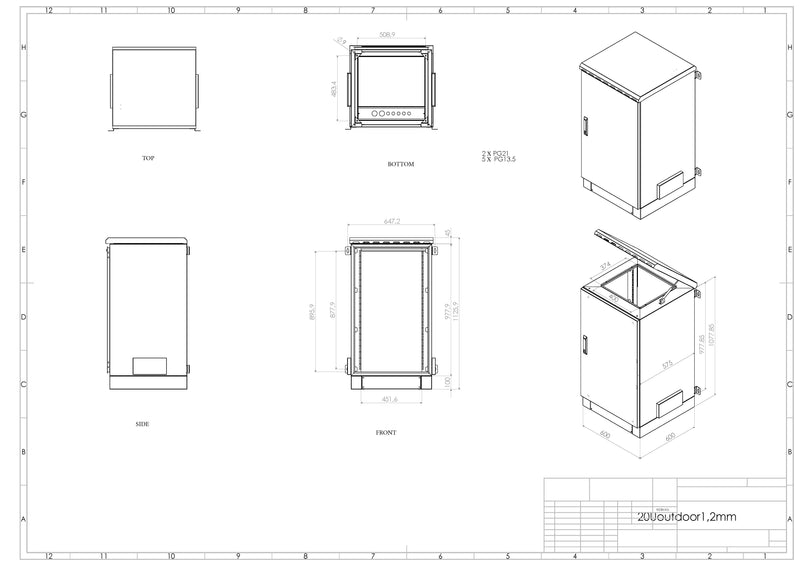 20U Outdoor Weatherproof Network Cabinet Enclosure with A/C