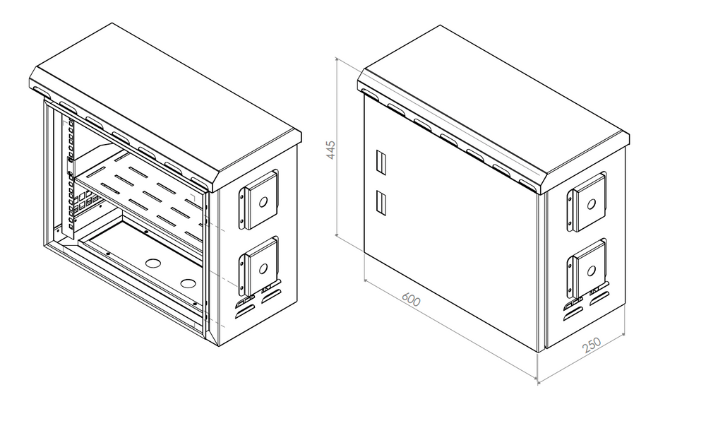 7U250 Weatherproof Cabinet for Security Camera Systems