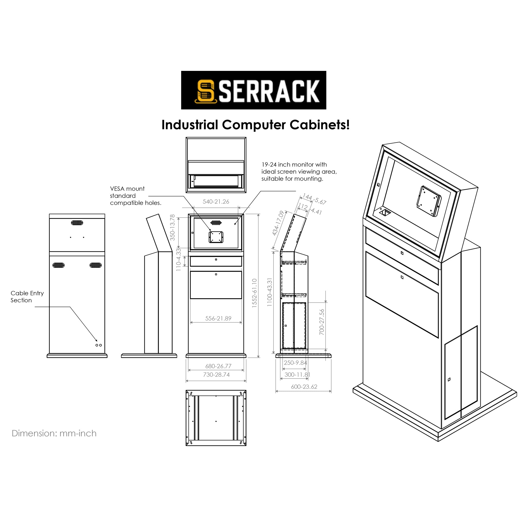 Mobile Industrial Computer Cabinet V3 | Mobile Workstation Cart Holds ...