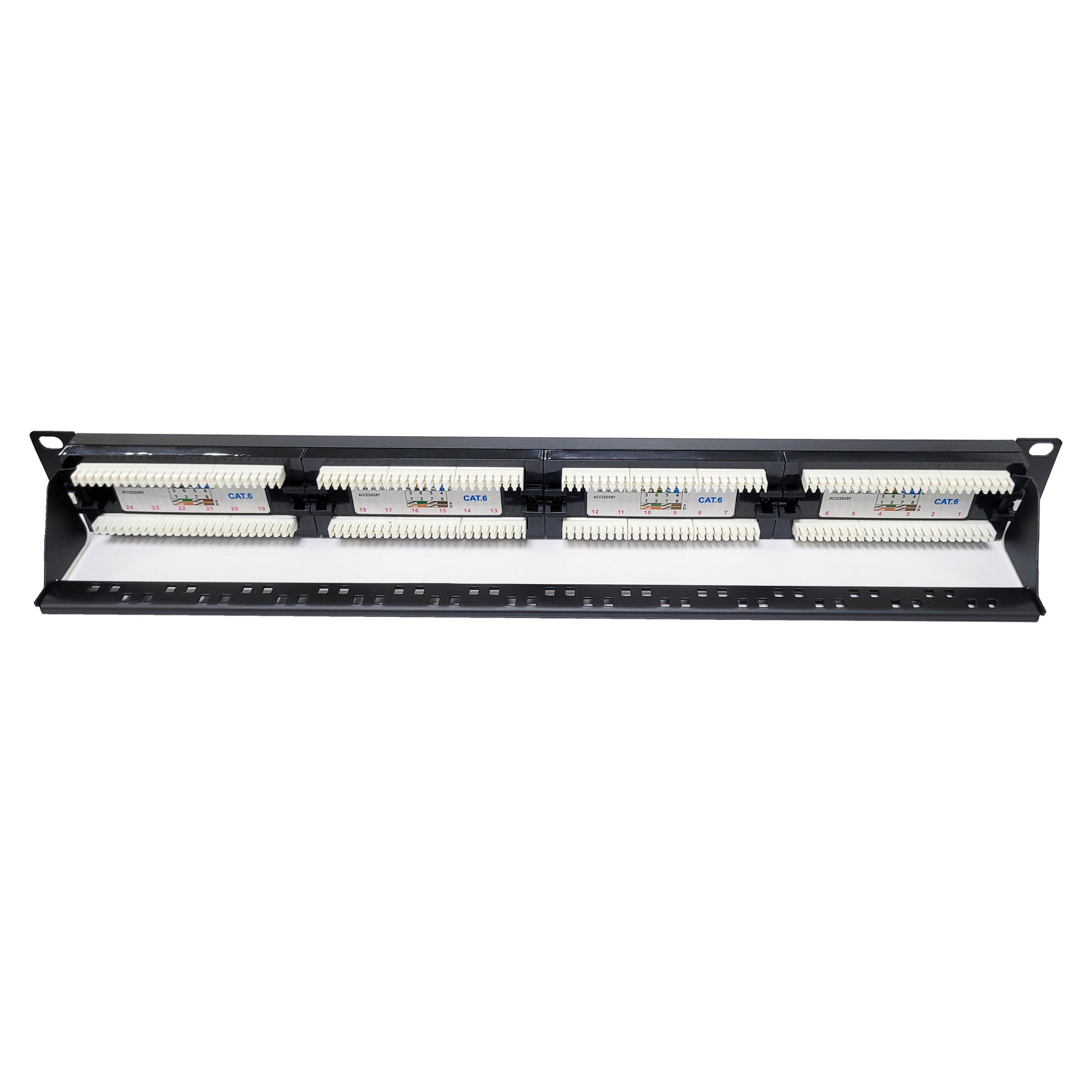 19" 1U 24 Port Cat6 Rack Mount Patch Panel - Fully Loaded