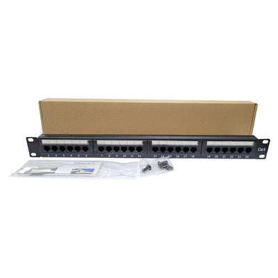 19" 1U 24 Port Cat6 Rack Mount Patch Panel - Fully Loaded