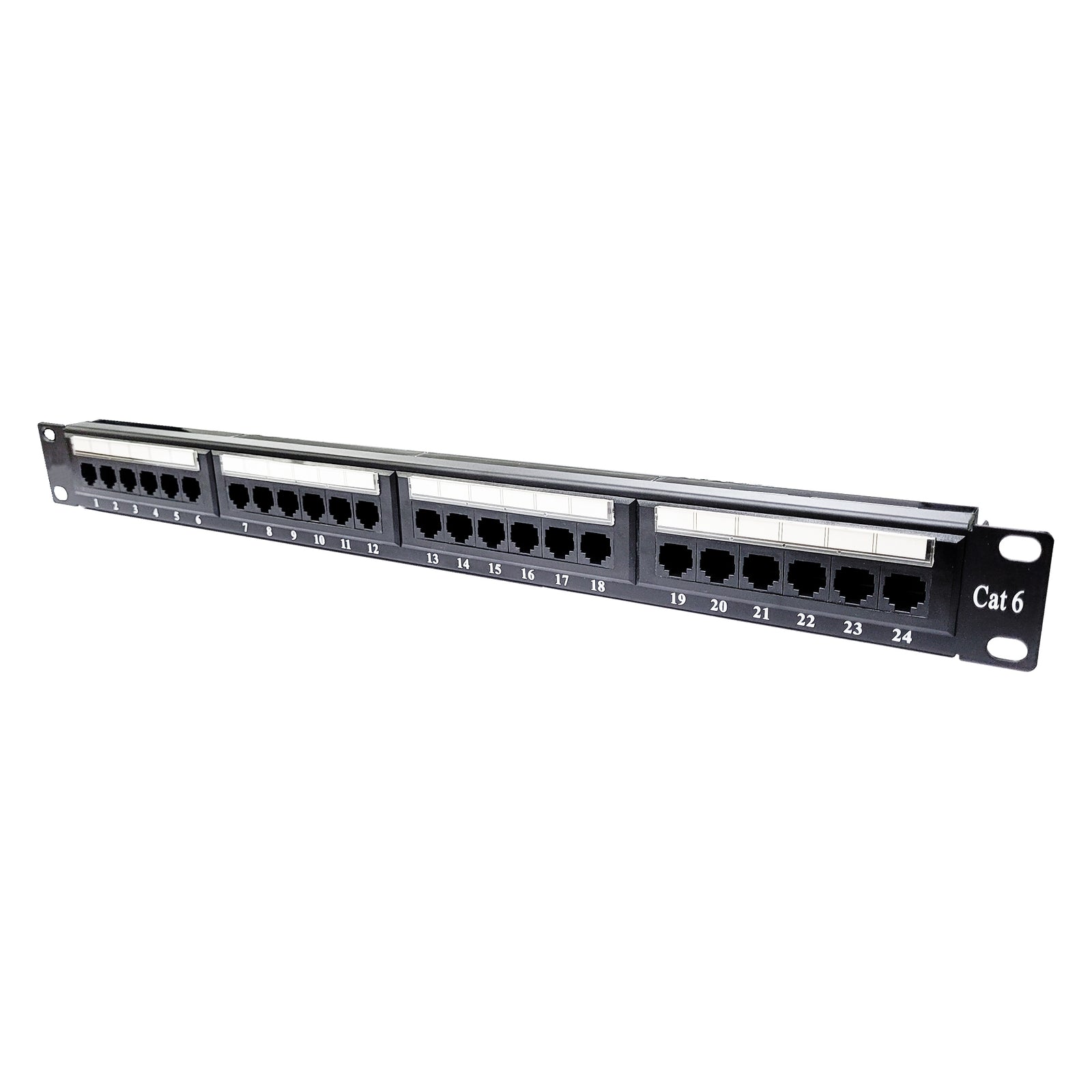 19" 1U 24 Port Cat6 Rack Mount Patch Panel - Fully Loaded