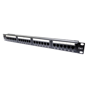 19" 1U 24 Port Cat6 Rack Mount Patch Panel - Fully Loaded