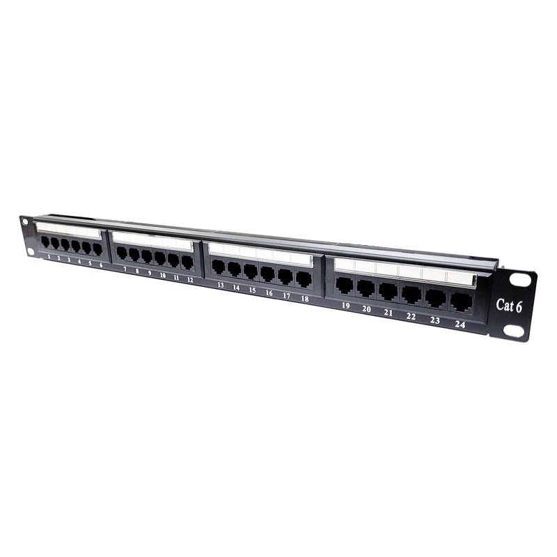 19" 1U 24 Port Cat6 Rack Mount Patch Panel - Fully Loaded