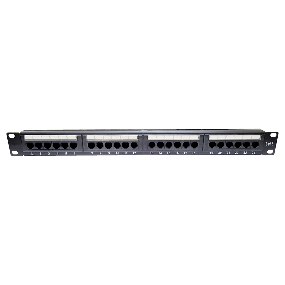 19" 1U 24 Port Cat6 Rack Mount Patch Panel - Fully Loaded