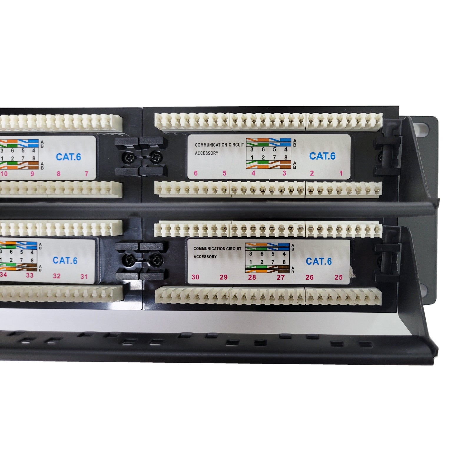 19" 2U 48 Port Cat6 Rack Mount Patch Panel - Full Loaded